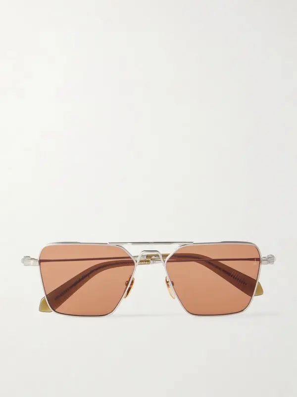 JACQUES MARIE MAGE Square Frame Metal Sunglasses - Silver