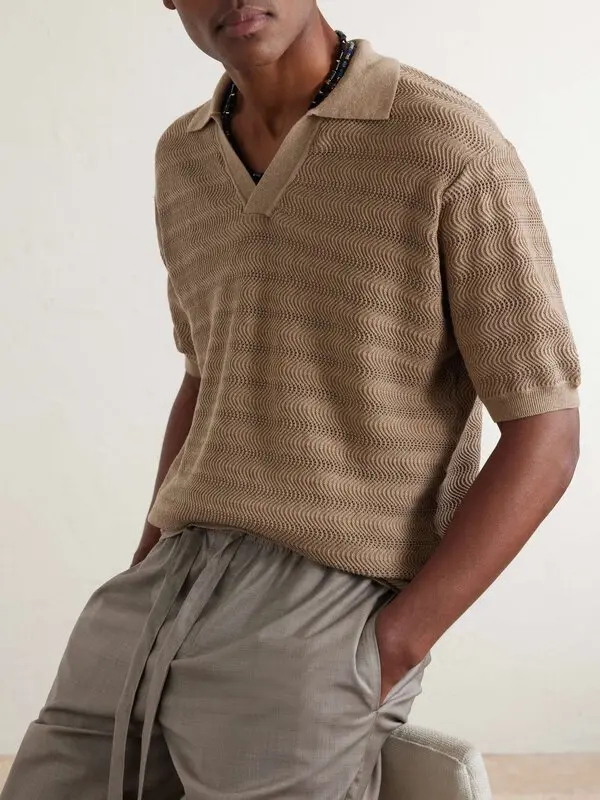 Frescobol Carioca Rino Open-knit Cotton Polo Shirt