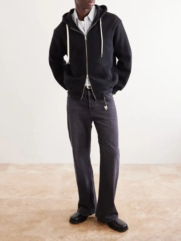 FRIZMWORKS Waffle-knit Cotton Zip-up Hoodie