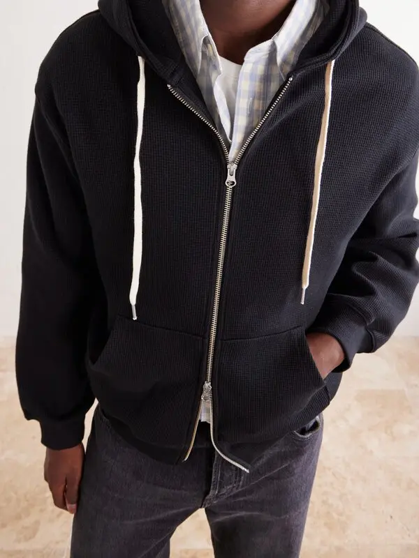 FRIZMWORKS Waffle-knit Cotton Zip-up Hoodie
