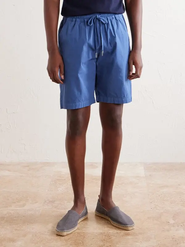 Fedeli Straight-leg Cotton-blend Drawstring Shorts