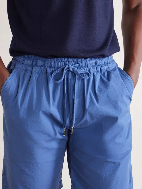 Fedeli Straight-leg Cotton-blend Drawstring Shorts