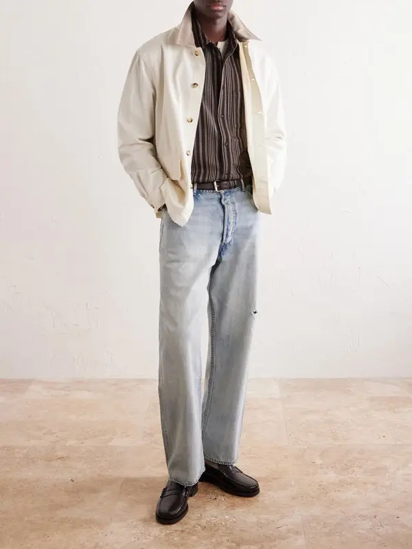 FRAME Suede-trimmed Cotton-blend Jacket