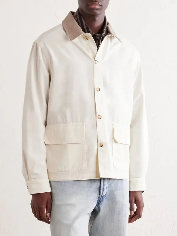 FRAME Suede-trimmed Cotton-blend Jacket