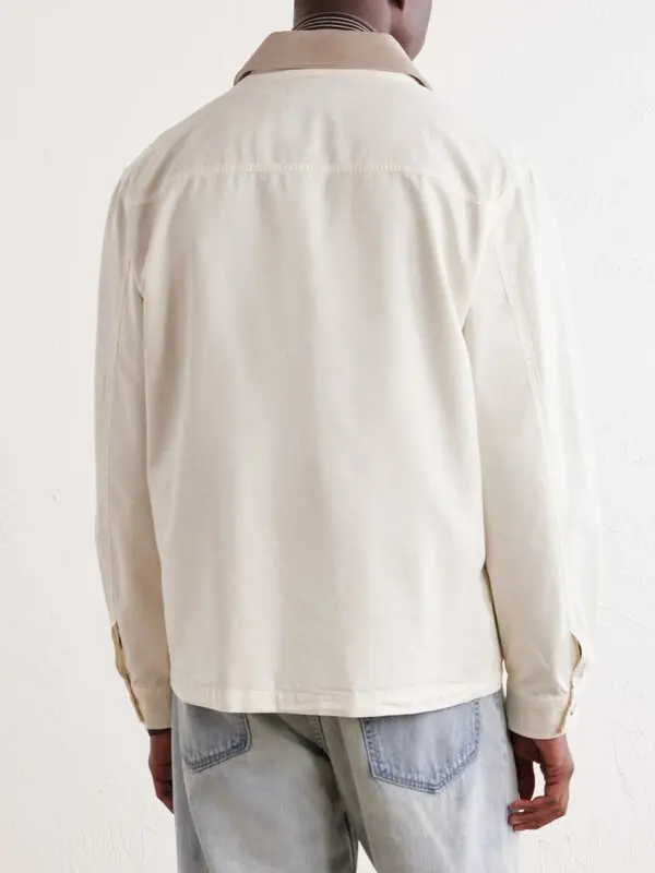 FRAME Suede-trimmed Cotton-blend Jacket