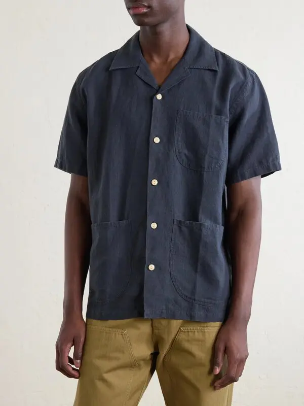 DRAKE'S Camp-collar Linen Shirt