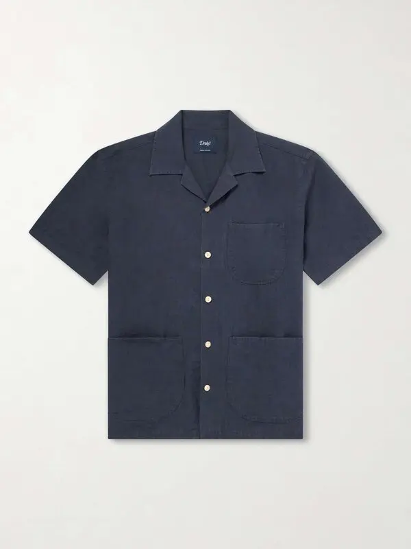 DRAKE'S Camp-collar Linen Shirt