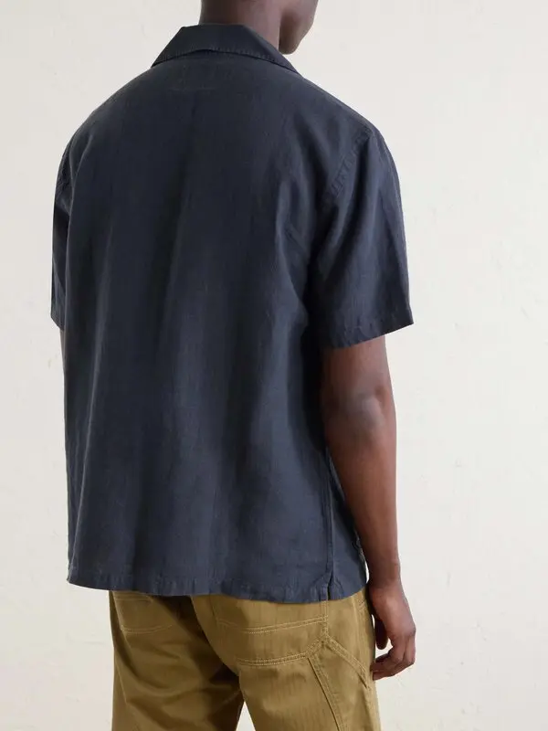 DRAKE'S Camp-collar Linen Shirt
