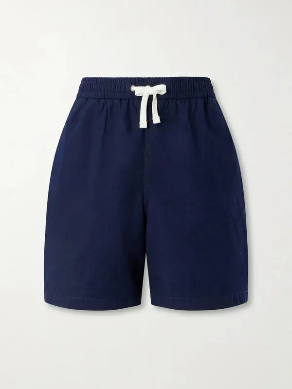 DRAKE'S Straight-leg Cotton Drawstring Shorts - Blue