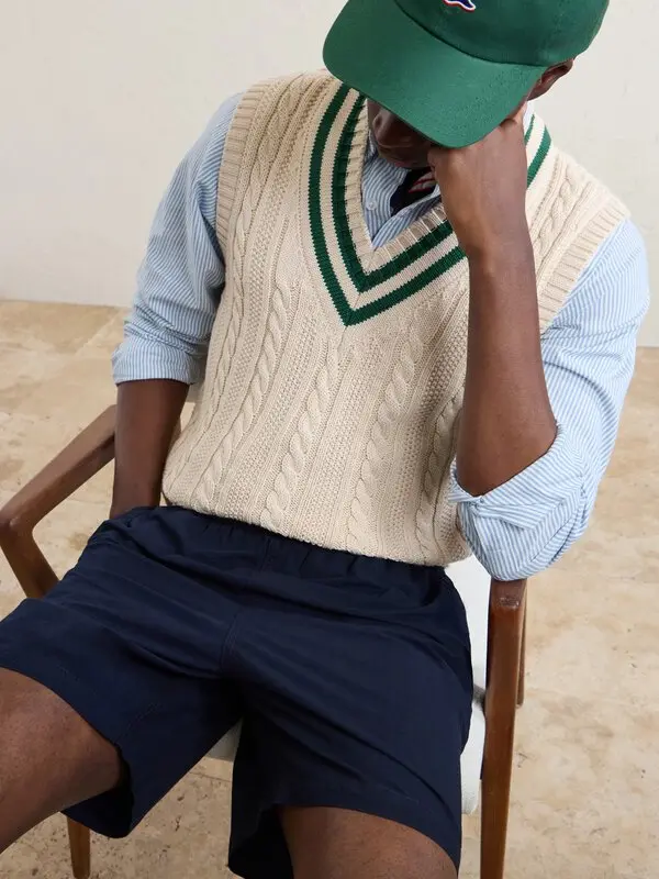 DRAKE'S Straight-leg Cotton Drawstring Shorts - Blue