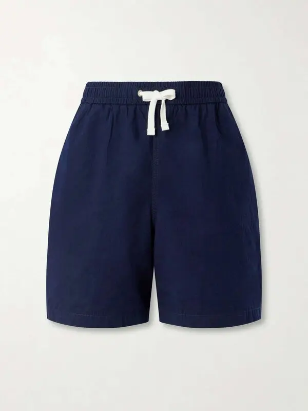 DRAKE'S Straight-leg Cotton Drawstring Shorts - Navy
