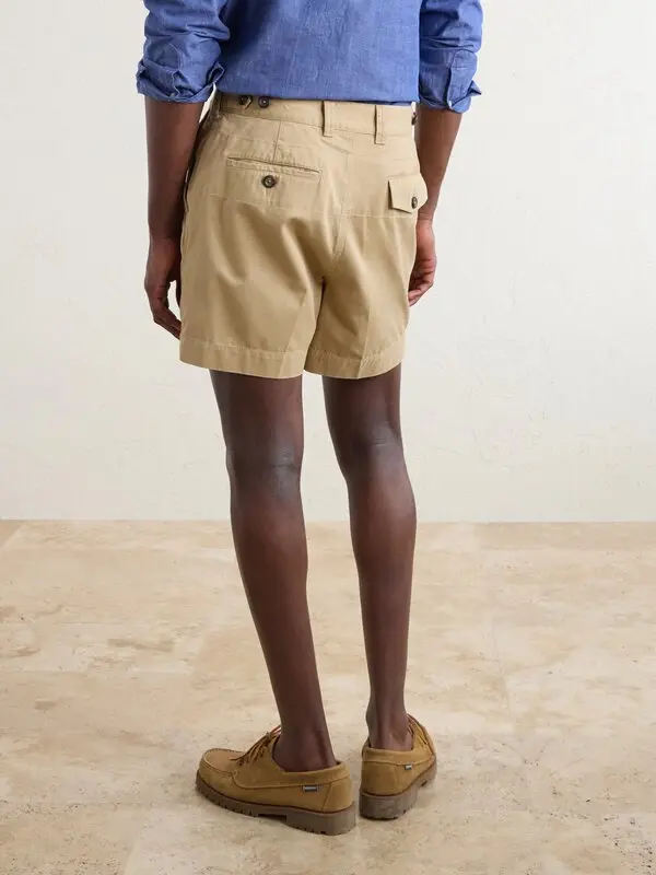 DRAKE'S Pleated Cotton Twill Chino Shorts
