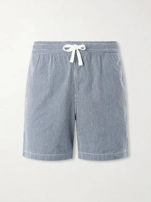 DRAKE'S Straight-leg Cotton Drawstring Shorts - Blue