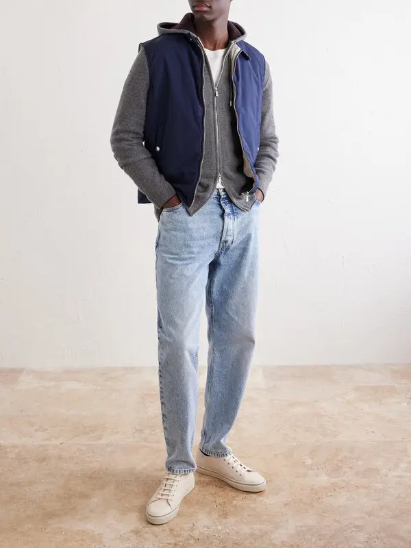 Eleventy Ribbed Cashmere Zip-up Hoodie