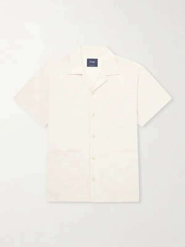 DRAKE'S Camp-collar Linen Shirt - Neutrals