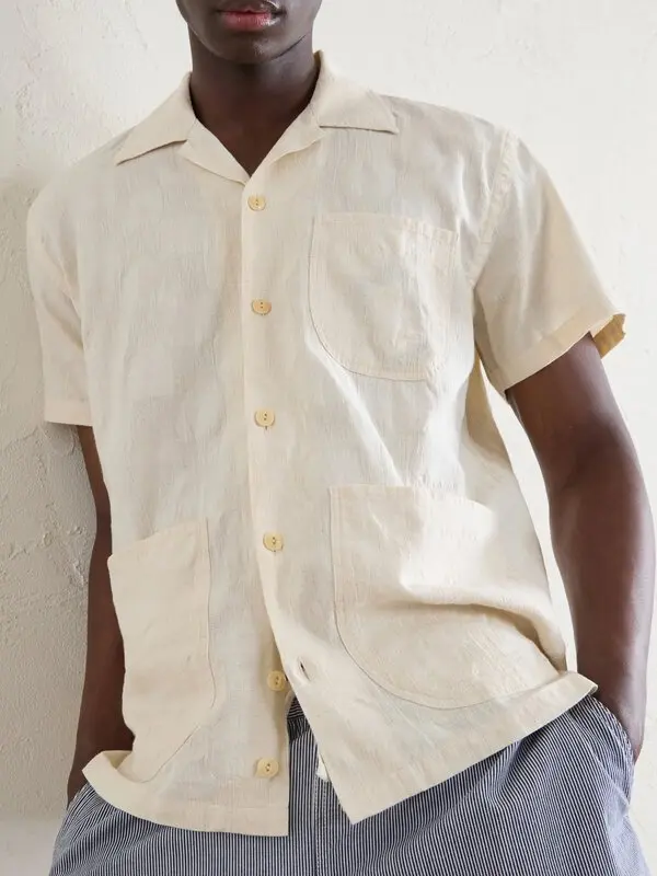 DRAKE'S Camp-collar Linen Shirt