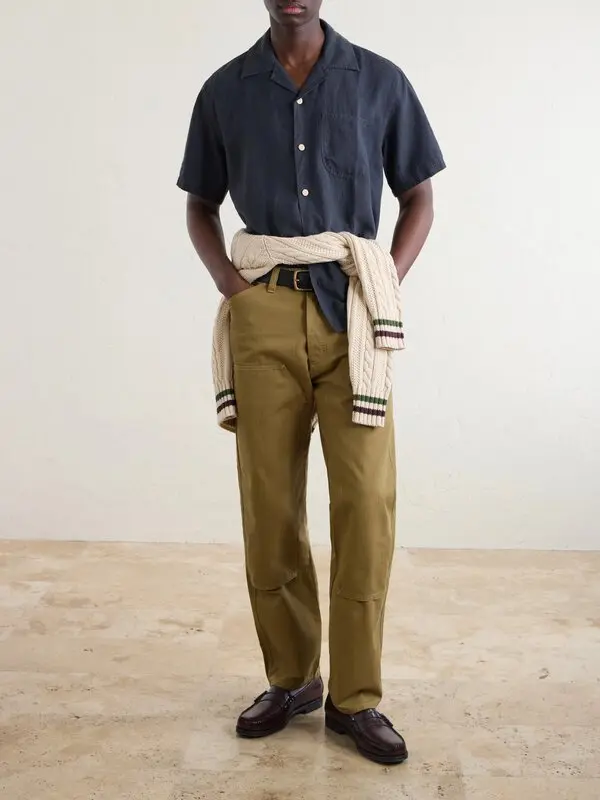 DRAKE'S Carpenter Straight-leg Cotton Cargo Trousers