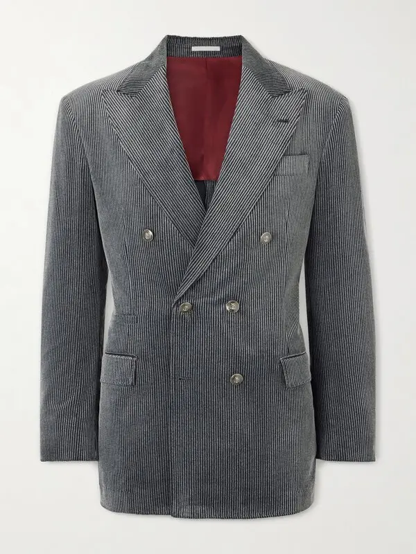 Brunello Cucinelli Slim-fit Double-breasted Cotton-corduroy Suit Jacket