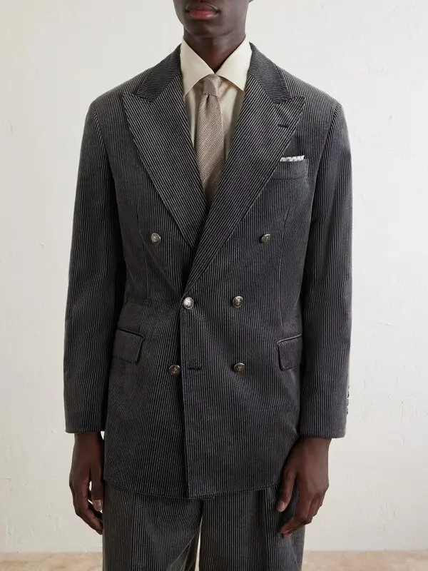 Brunello Cucinelli Slim-fit Double-breasted Cotton-corduroy Suit Jacket