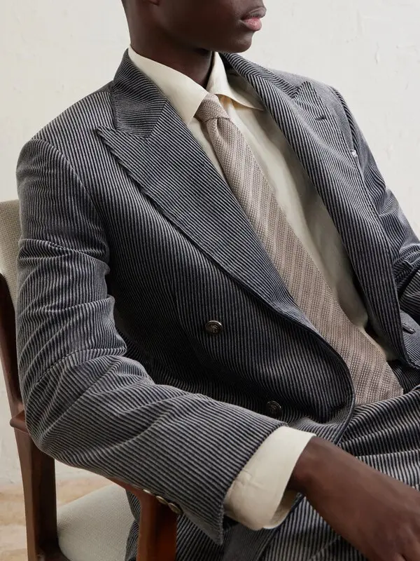 Brunello Cucinelli Slim-fit Double-breasted Cotton-corduroy Suit Jacket