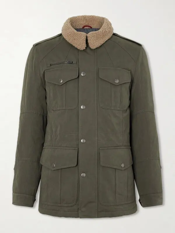 Brunello Cucinelli Shearling-trimmed Padded Canvas Utility Jacket