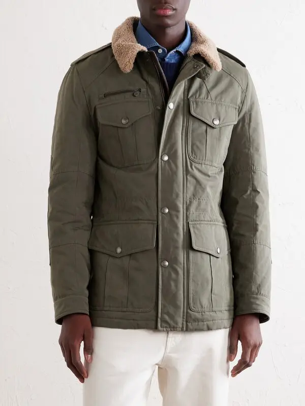 Brunello Cucinelli Shearling-trimmed Padded Canvas Utility Jacket