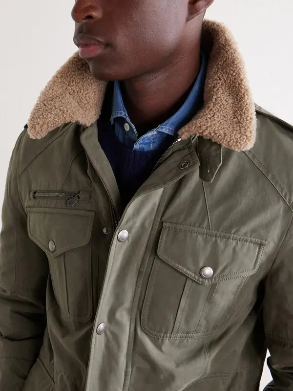 Brunello Cucinelli Shearling-trimmed Padded Canvas Utility Jacket
