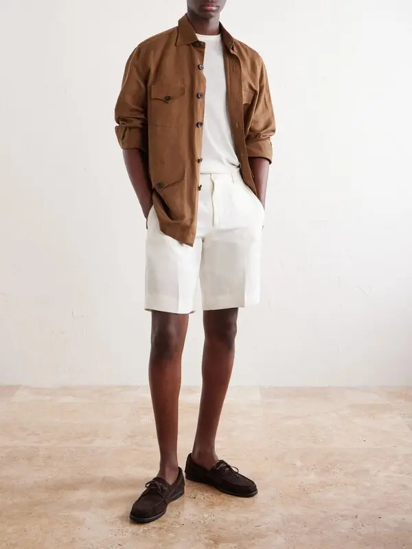Anderson & Sheppard Straight-leg Garment-dyed Linen Shorts