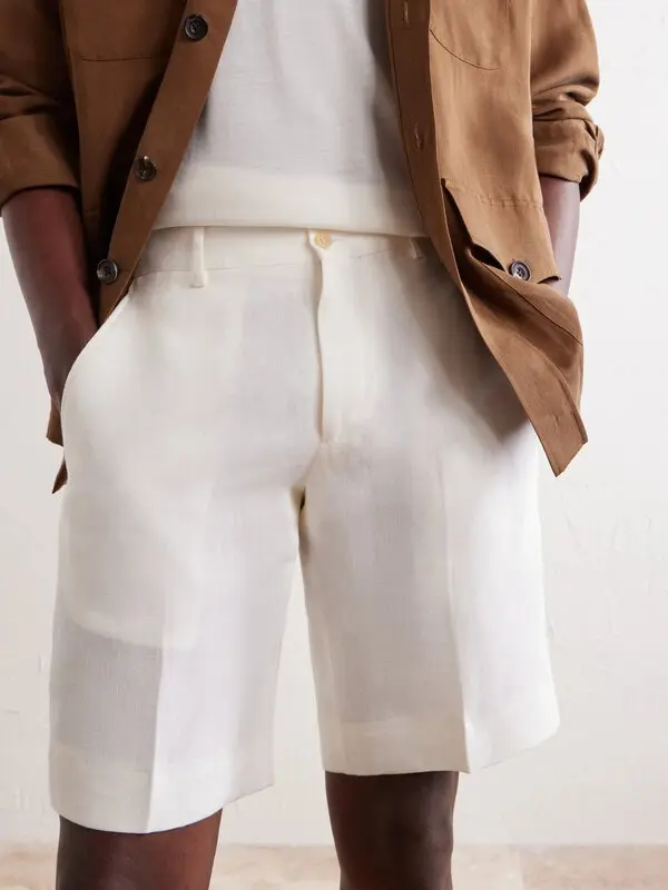 Anderson & Sheppard Straight-leg Garment-dyed Linen Shorts