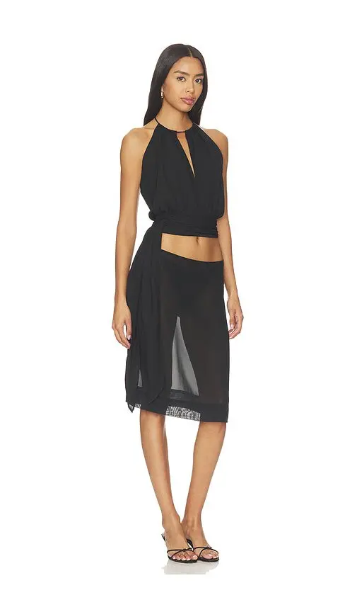 WITH HARPER LU Draped Halter Top