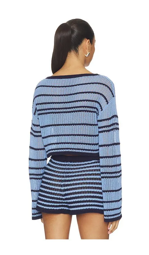 LOVERS AND FRIENDS Muriel Open Stitch Pullover In Blue