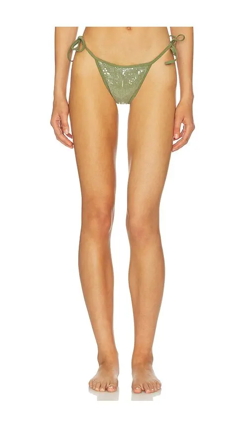 TROPIC OF C Sequin Praia Bikini Bottom In Green - Fern