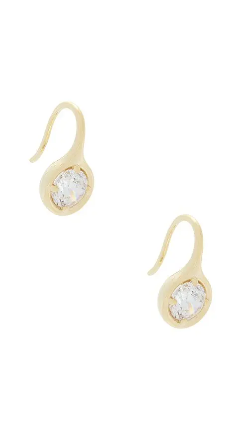 ADINA EDEN Cz Rounded Bezel Fish Hook Huggie Earring In Metallic