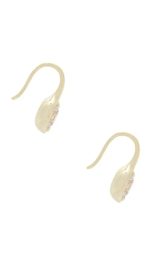 ADINA EDEN Cz Rounded Bezel Fish Hook Huggie Earring In Metallic