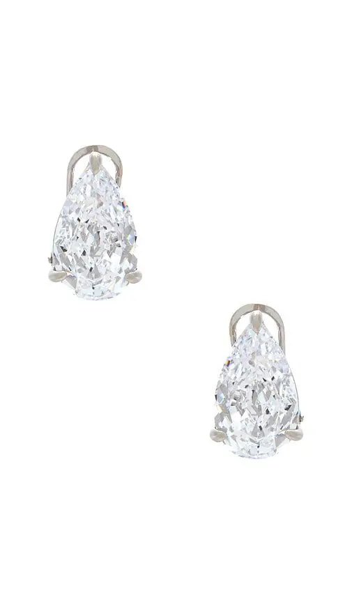 ADINA EDEN Cz Fancy Pear Stud Earring In Metallic - Silver