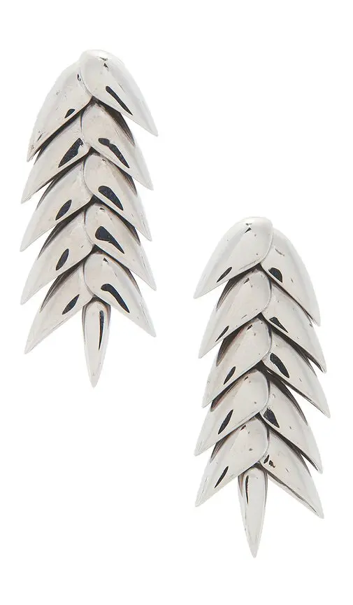 Bevza Spikelet Short Earrings In Metallic - Silver