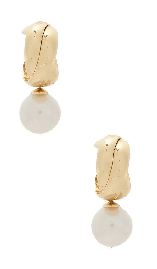 Shashi Ross Pearl Earring In Metallic ,white