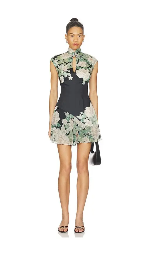 SAU LEE Floral Print Dress - Black Multi