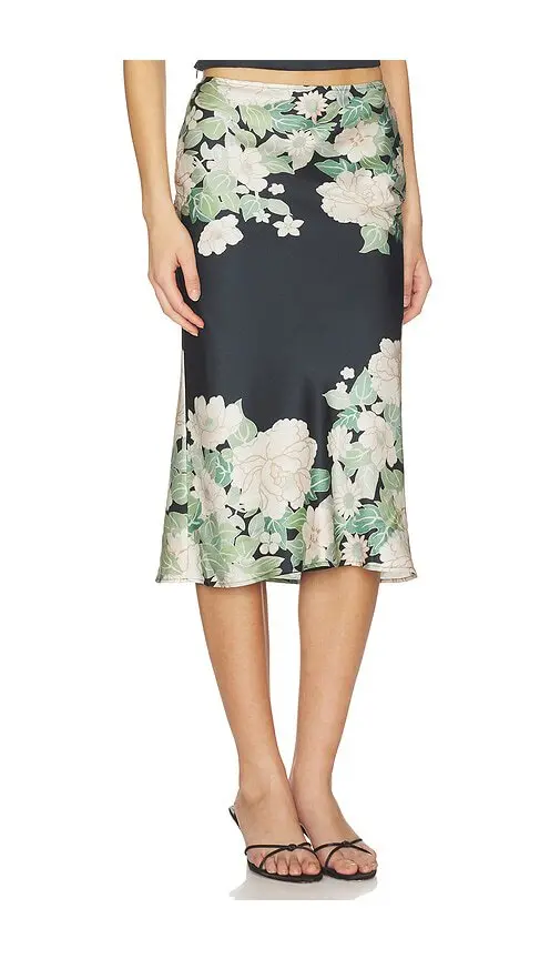 SAU LEE Floral Print Midi Skirt