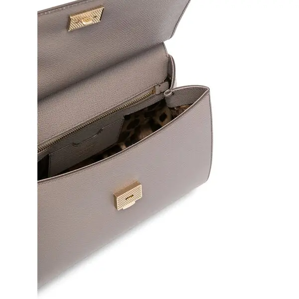 Dolce & Gabbana Calfskin Top Handle Bag With Push-lock Fastening - Cream