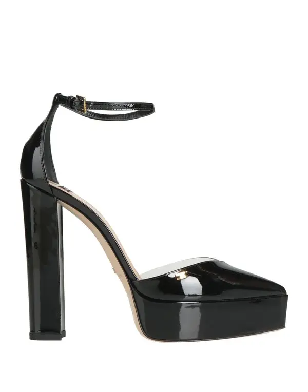 Elisabetta Franchi Patent Leather Pumps With Buckle-fastening Ankle Strap - Black