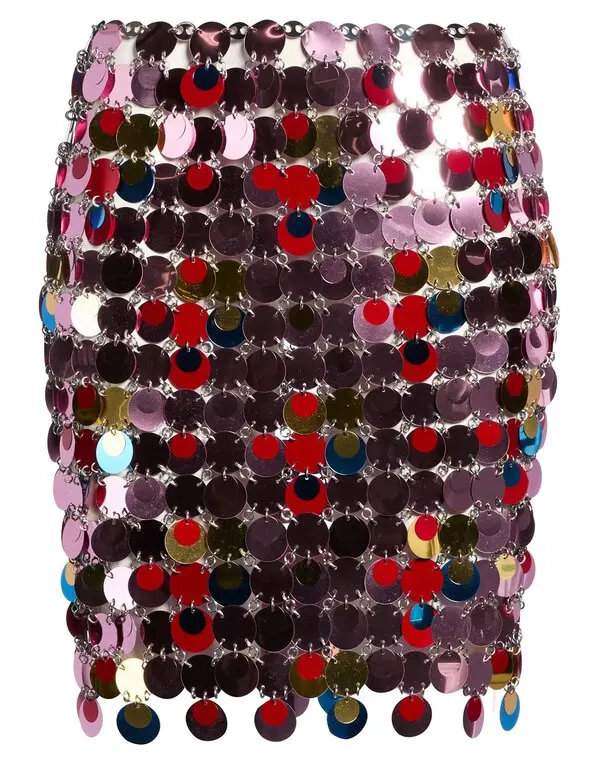 Rabanne Mini Skirt Size Polyester, Steel