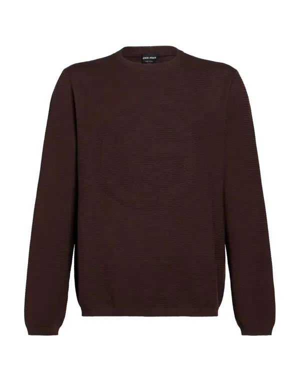 Giorgio Armani Chocolate Virgin Wool And Polyester Sweater