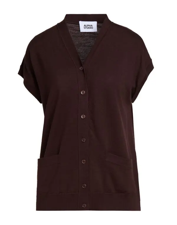 Alpha Studio Short Sleeve Wool Cardigan