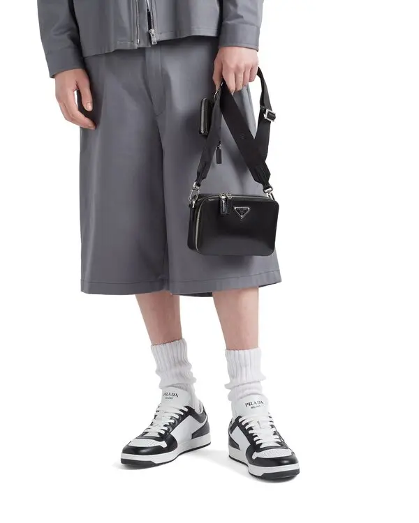 Prada Downtown Leather Sneakers - White/black