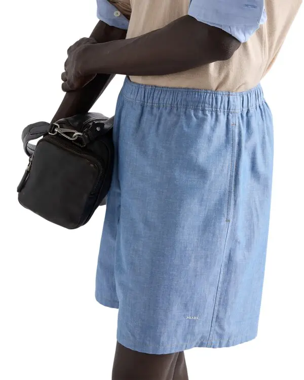 Prada Chambray Bermuda Shorts - Light Blue