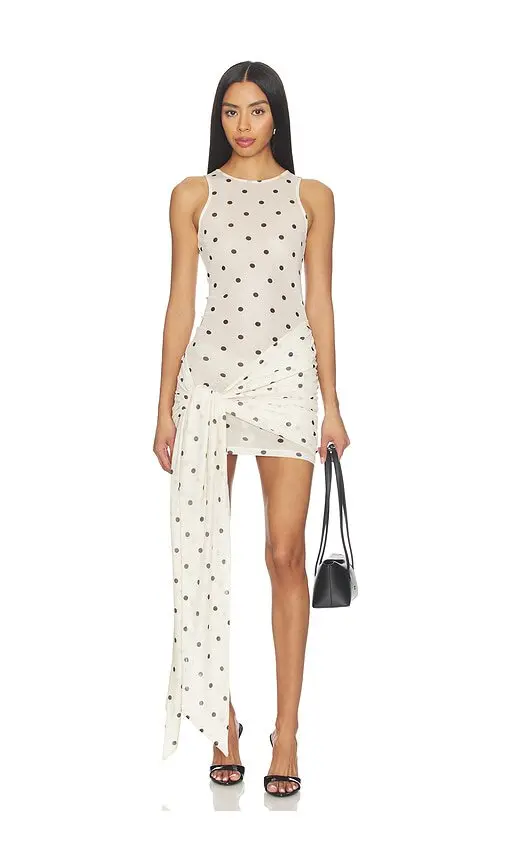 WITH HARPER LU Mesh Wrap Mini Dress - Ivory