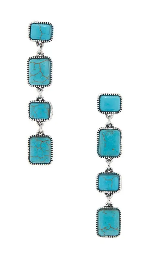 LOVERS AND FRIENDS Silver-tone Faux Turquoise Drop Earrings - Teal