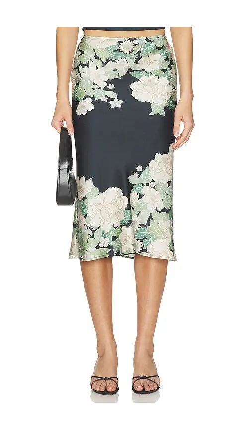 SAU LEE Floral Midi Skirt