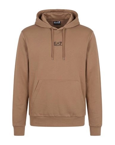 EA7 Cotton And Polyester Hooded Sweatshirt - Camel